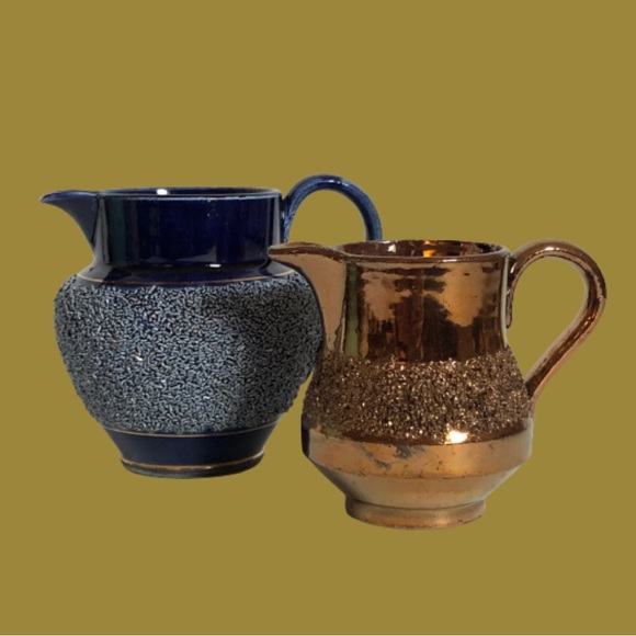 Vintage | Accents | Antique Vtg Sand Texture Copper Lustre Cobalt ...